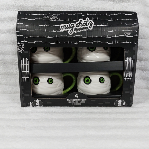 Mug Shotz | Dining | Nib Mug Shotz Halloween Mummy 4 Pack Espresso Cups ...